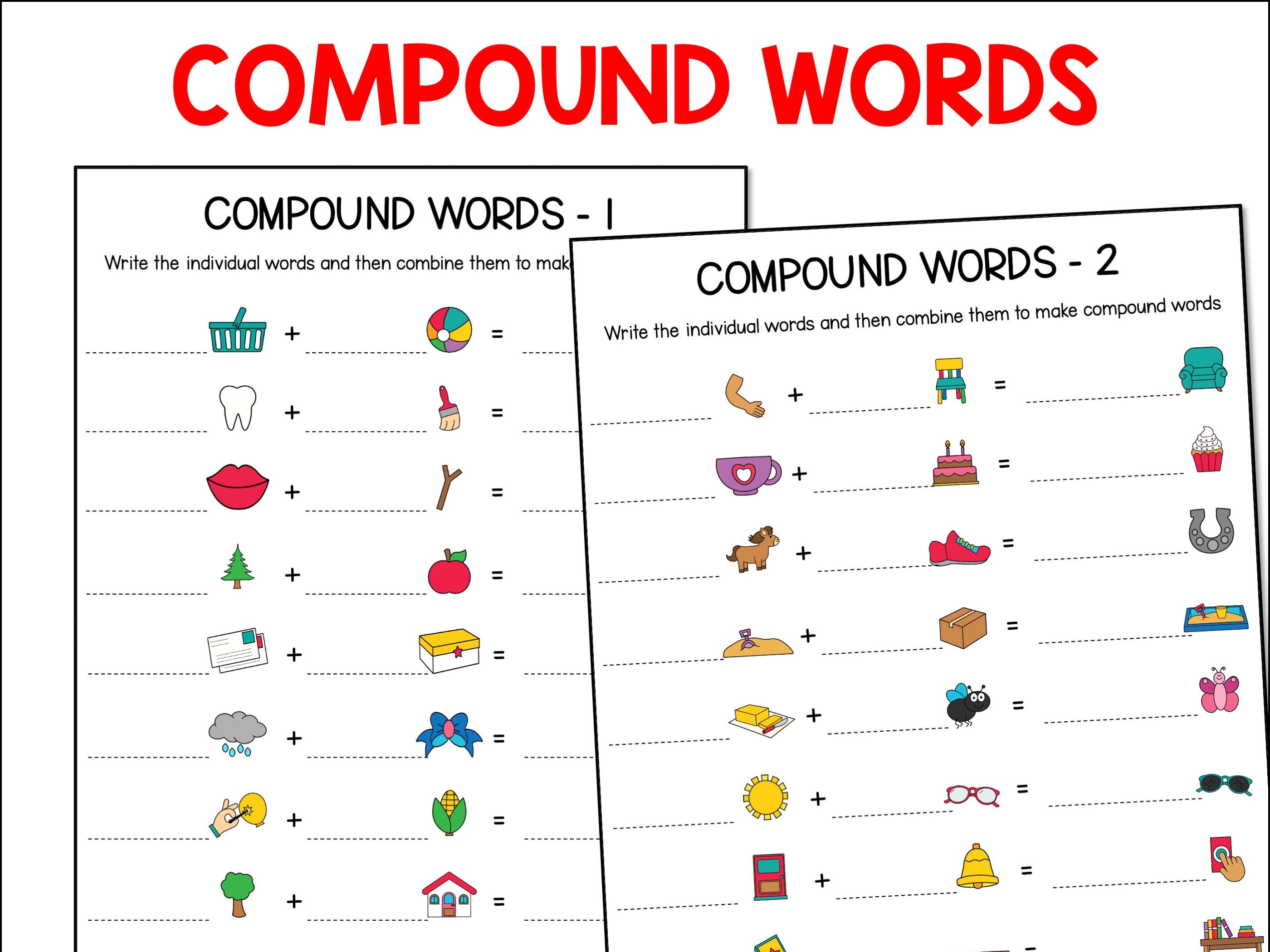 Compound Words Writing Activities and Wordsearches, Printable PDF ...