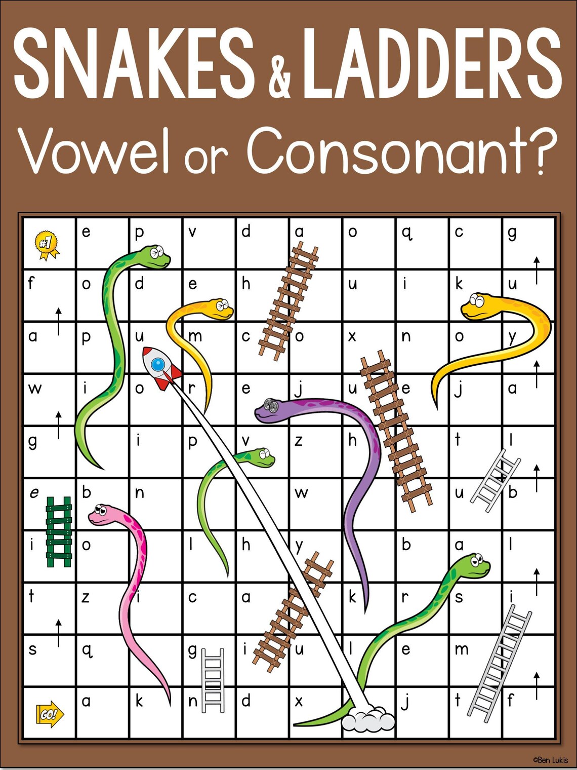 Snakes and Ladders Game, Vowel Consonant Learning (digital Download) - Etsy