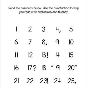 Reading Fluency & Expression Punctuation Worksheets, Fluency and ...
