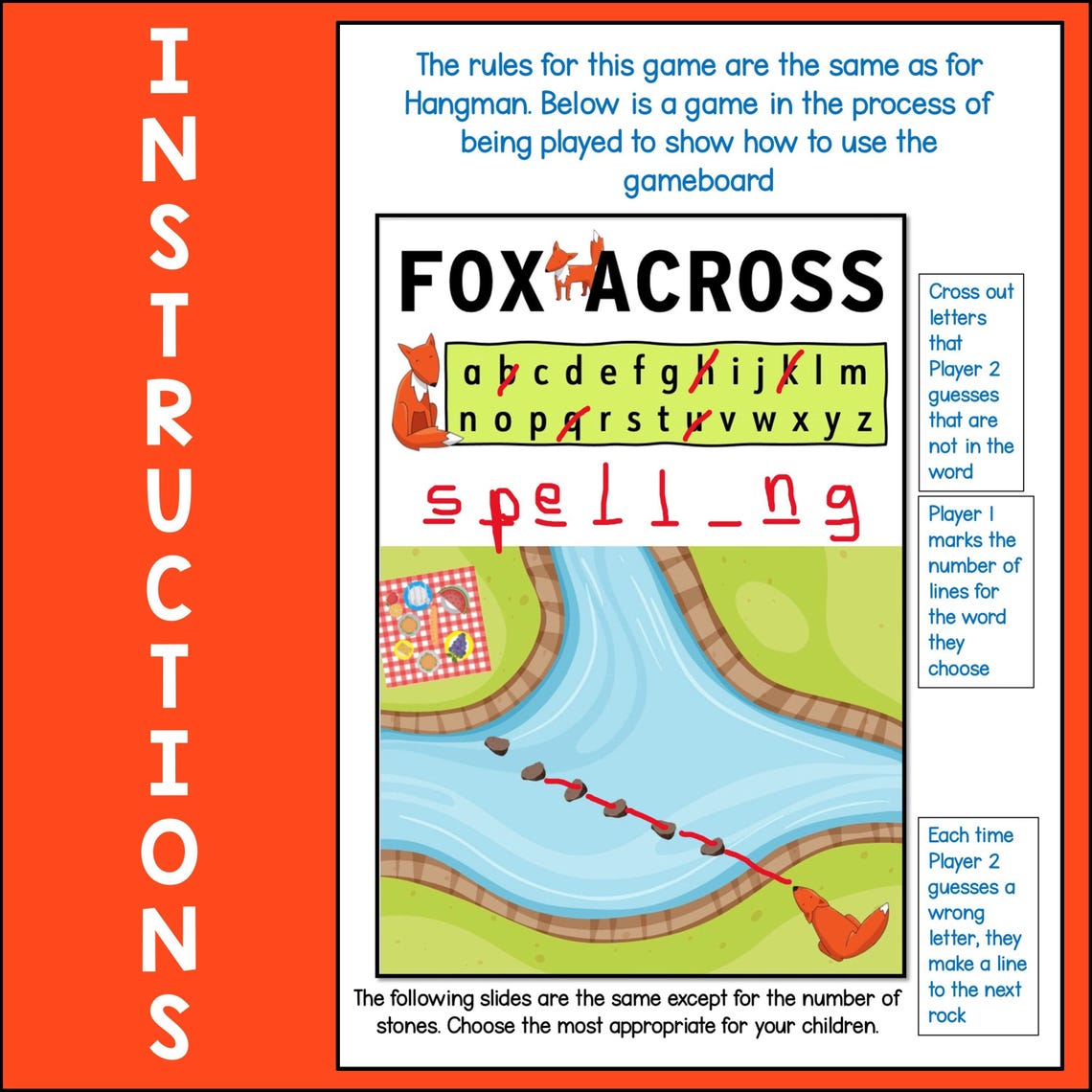 Hangman Alternative Spelling Game, Fun Spelling Activity, Fox Across ...