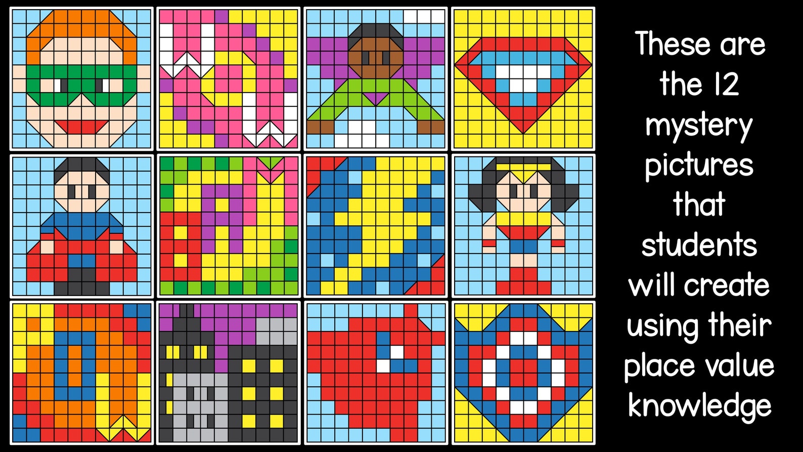 Place Value to 100 and Superhero Picture Math Worksheets, Place Value ...