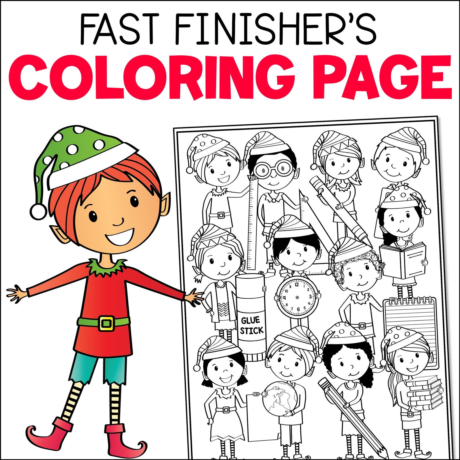 Christmas Elf Activities, Name Generator, ID Card, Coloring (digital ...