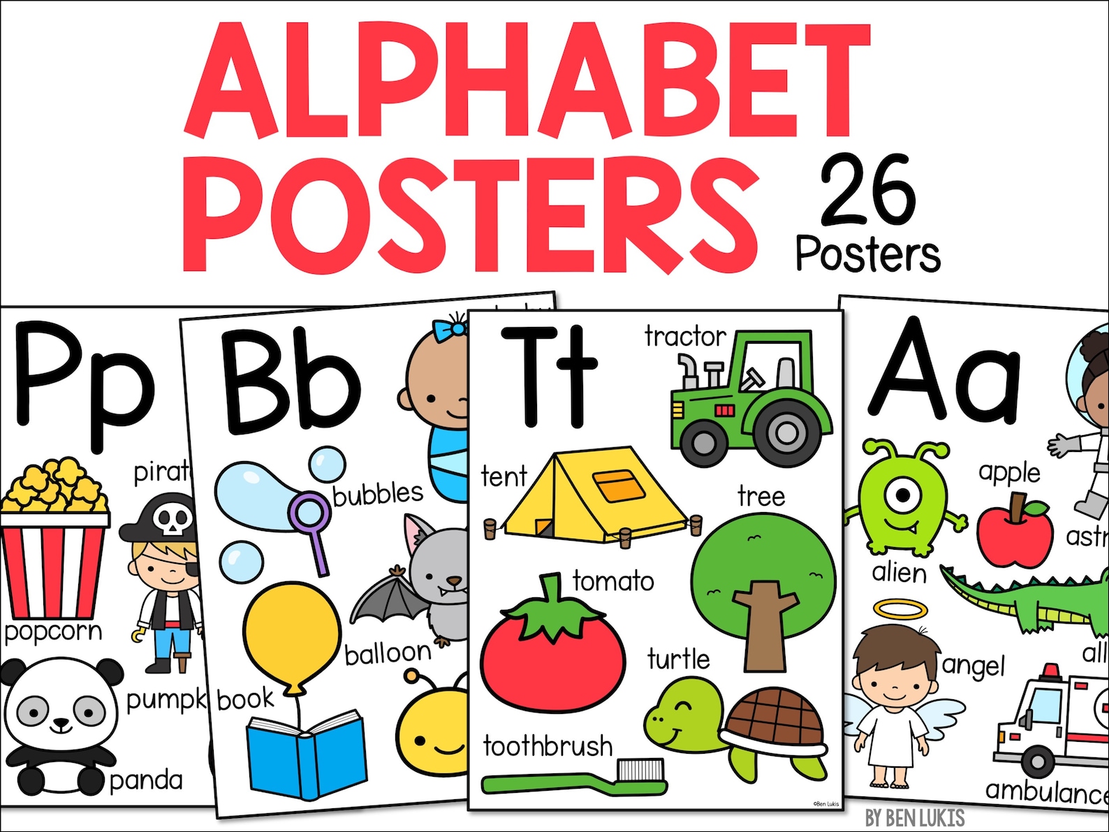 Alphabet Posters, Letters of the Alphabet Pictures, Educational Wall ...