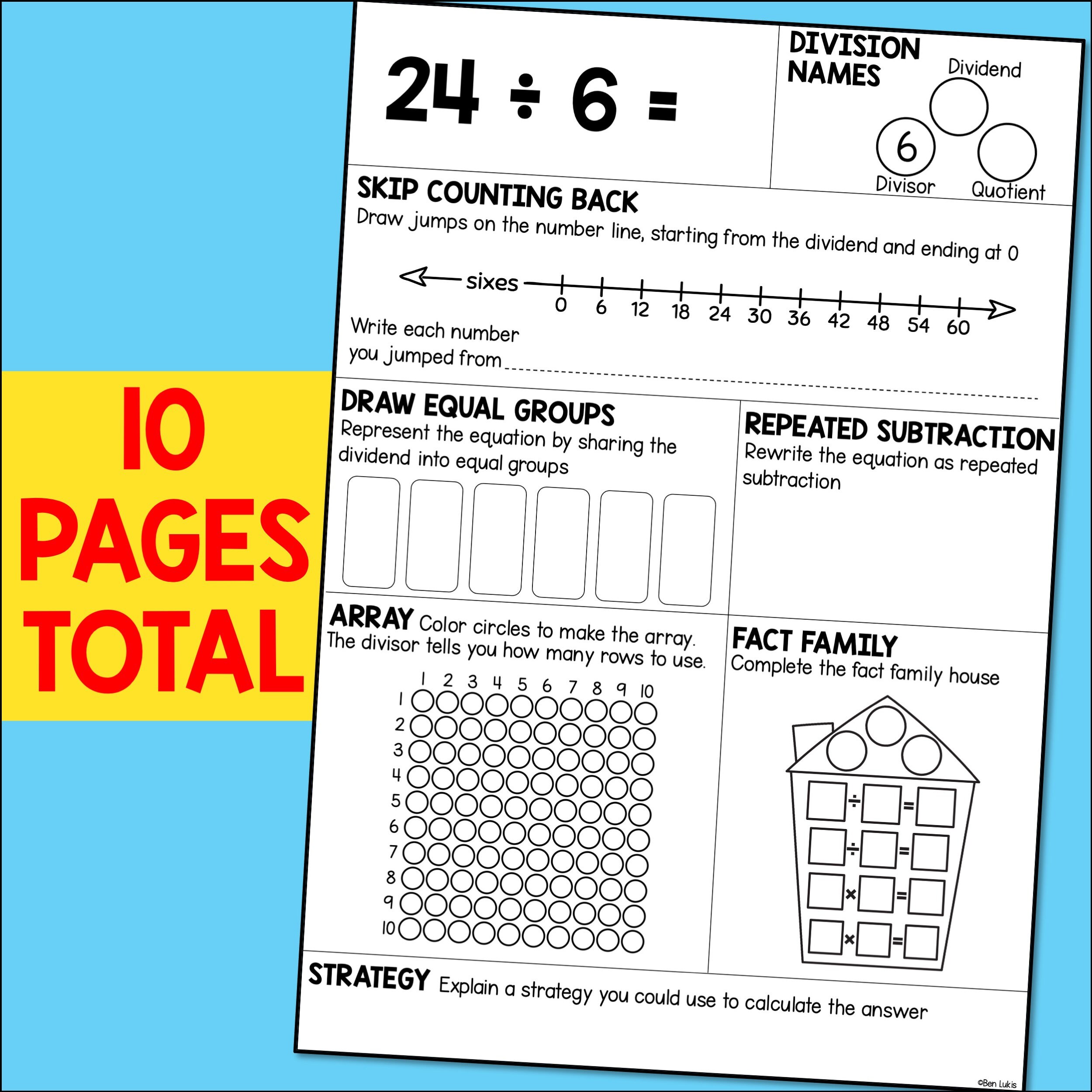 Divide by 6 Practice Math Worksheets, Division Equation of the Day ...