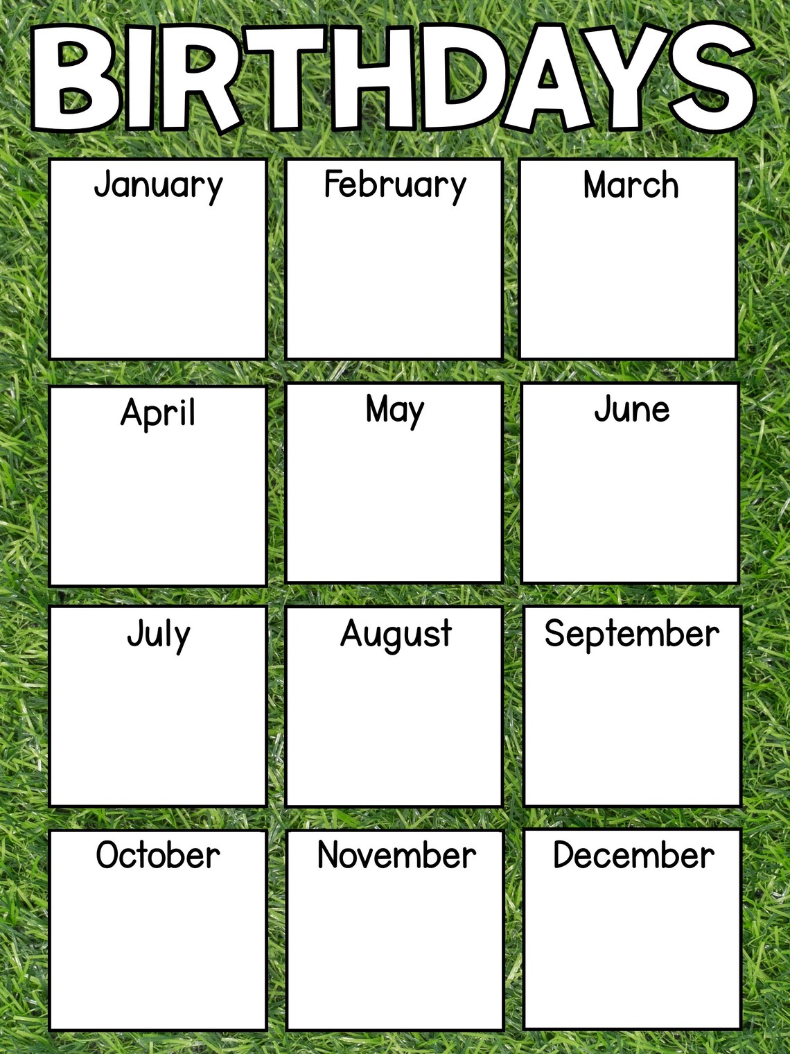 Birthday Chart Posters for Home or School, Birthday Tracker for Early ...