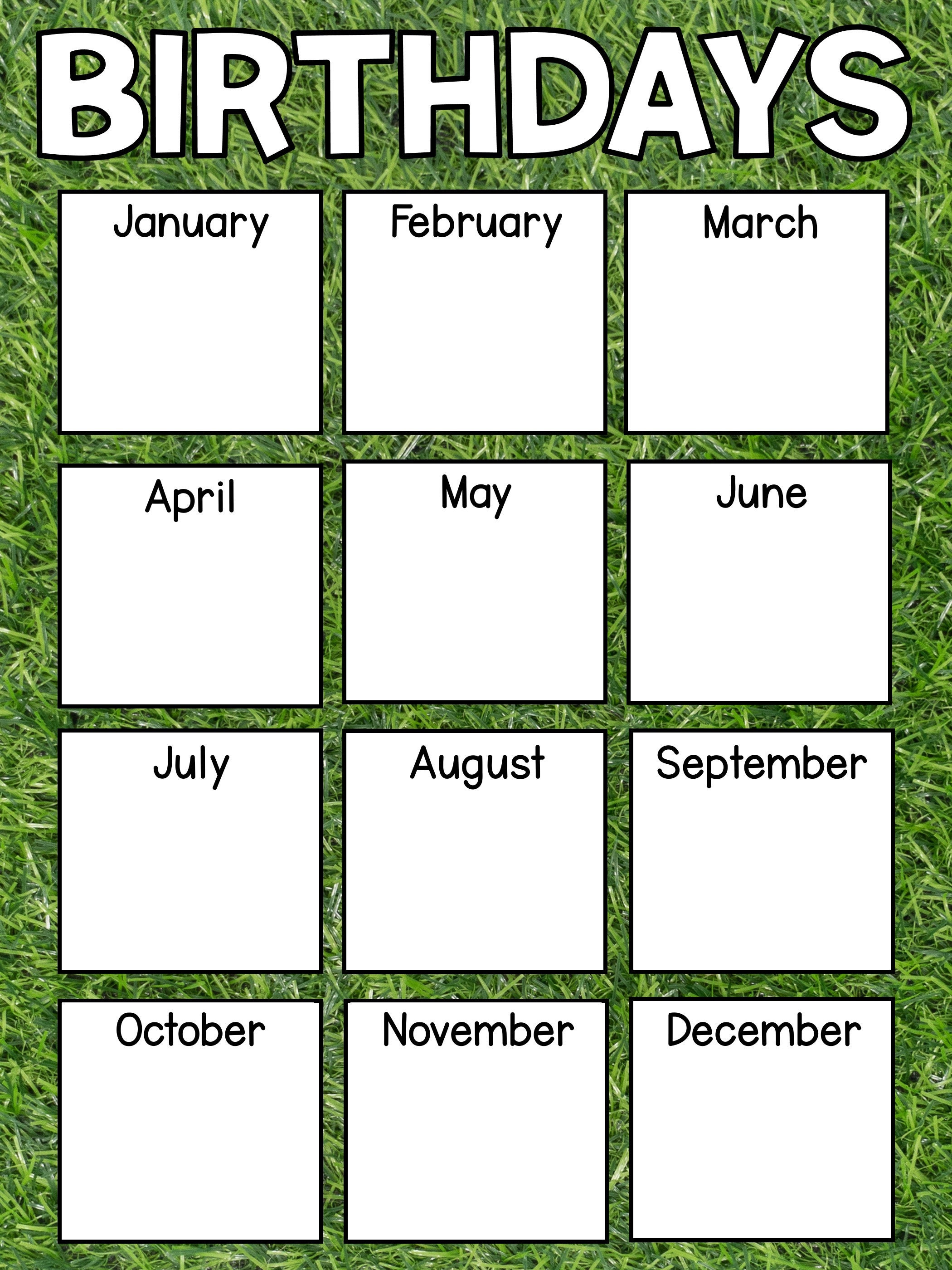 Birthday Chart Posters for Home or School, Birthday Tracker for Early ...