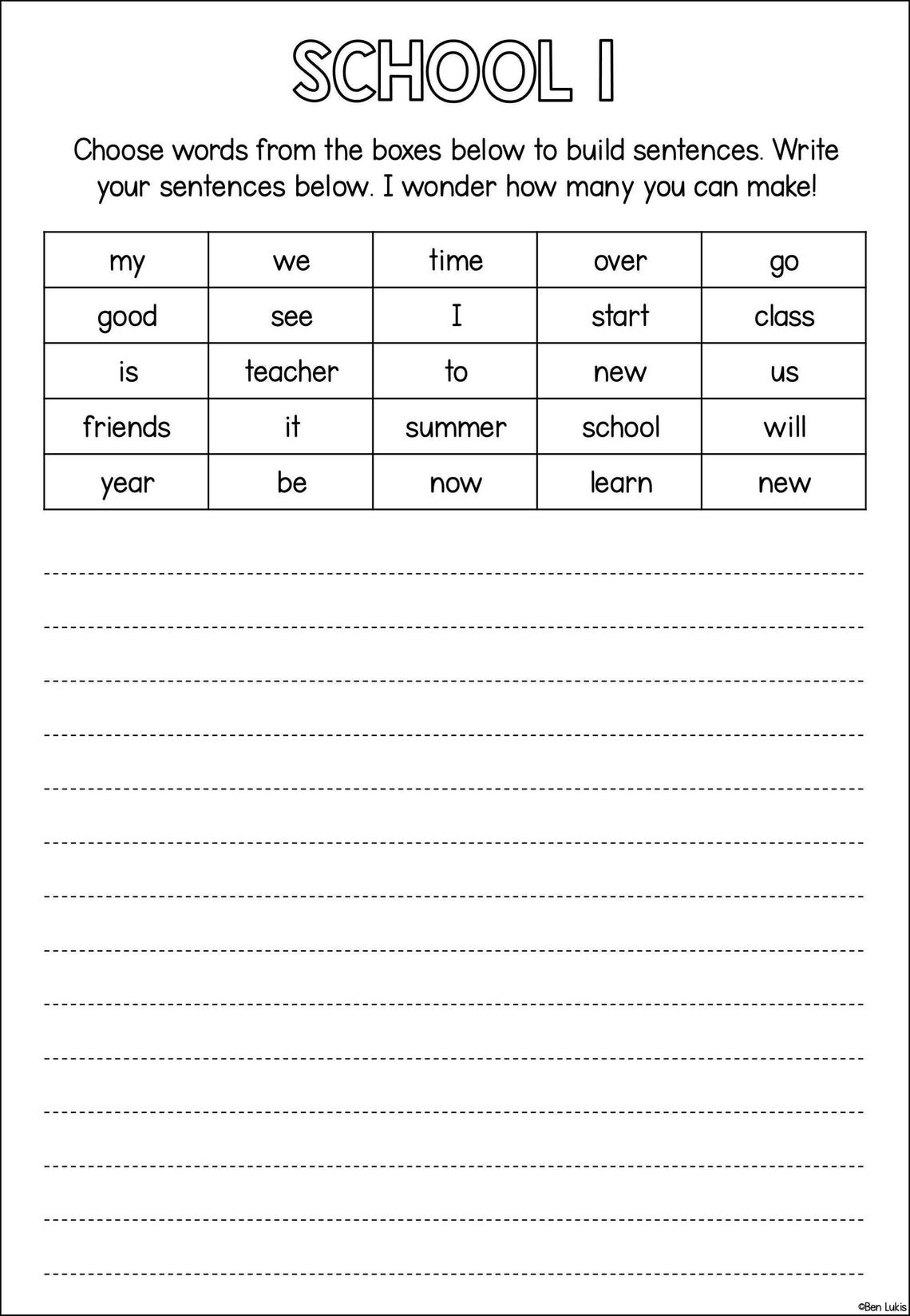 Building Sentences With Sentence Writing Prompts, Writing Sentences ...