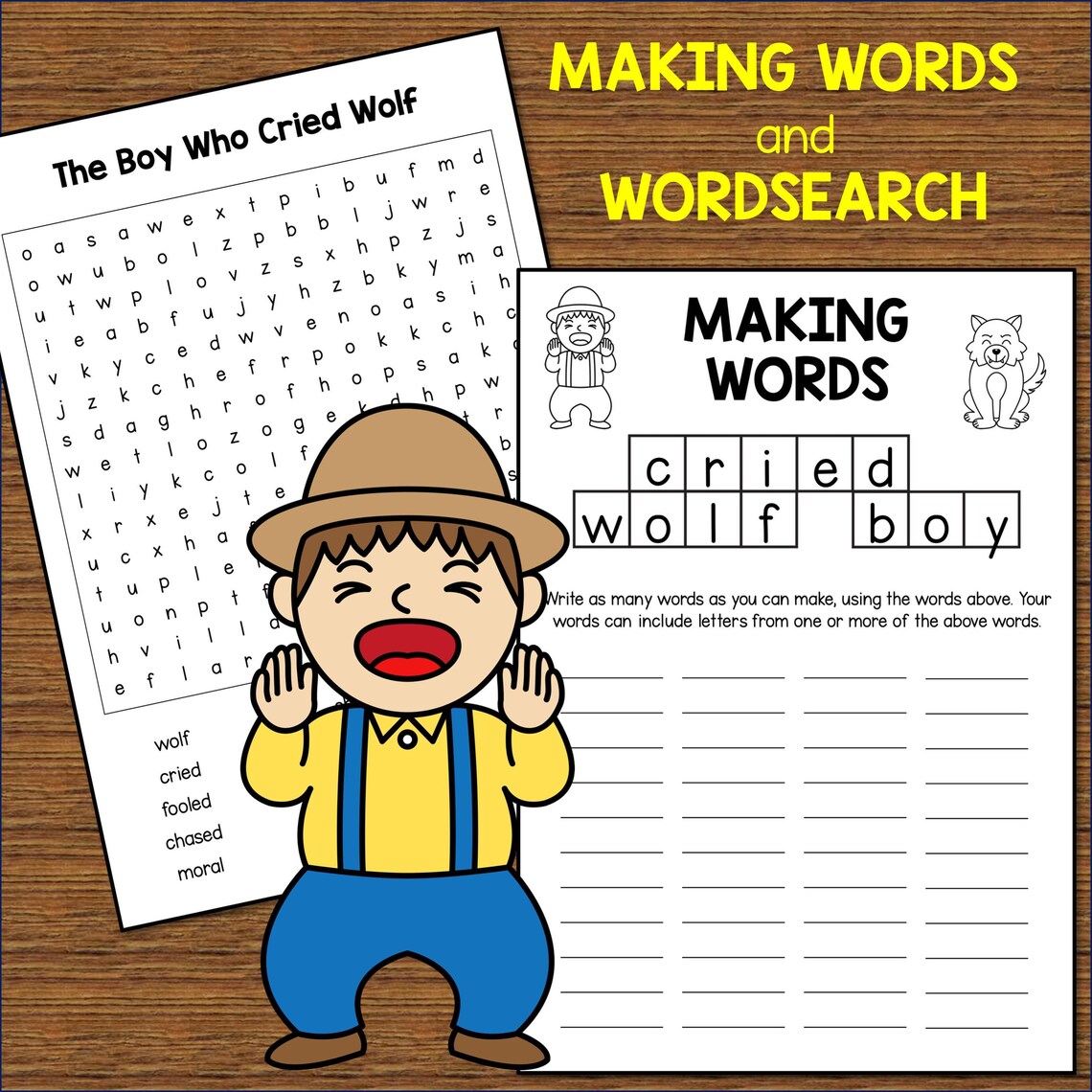 The Boy Who Cried Wolf, Aesop's Fables ELA Homeschool Activities for A ...