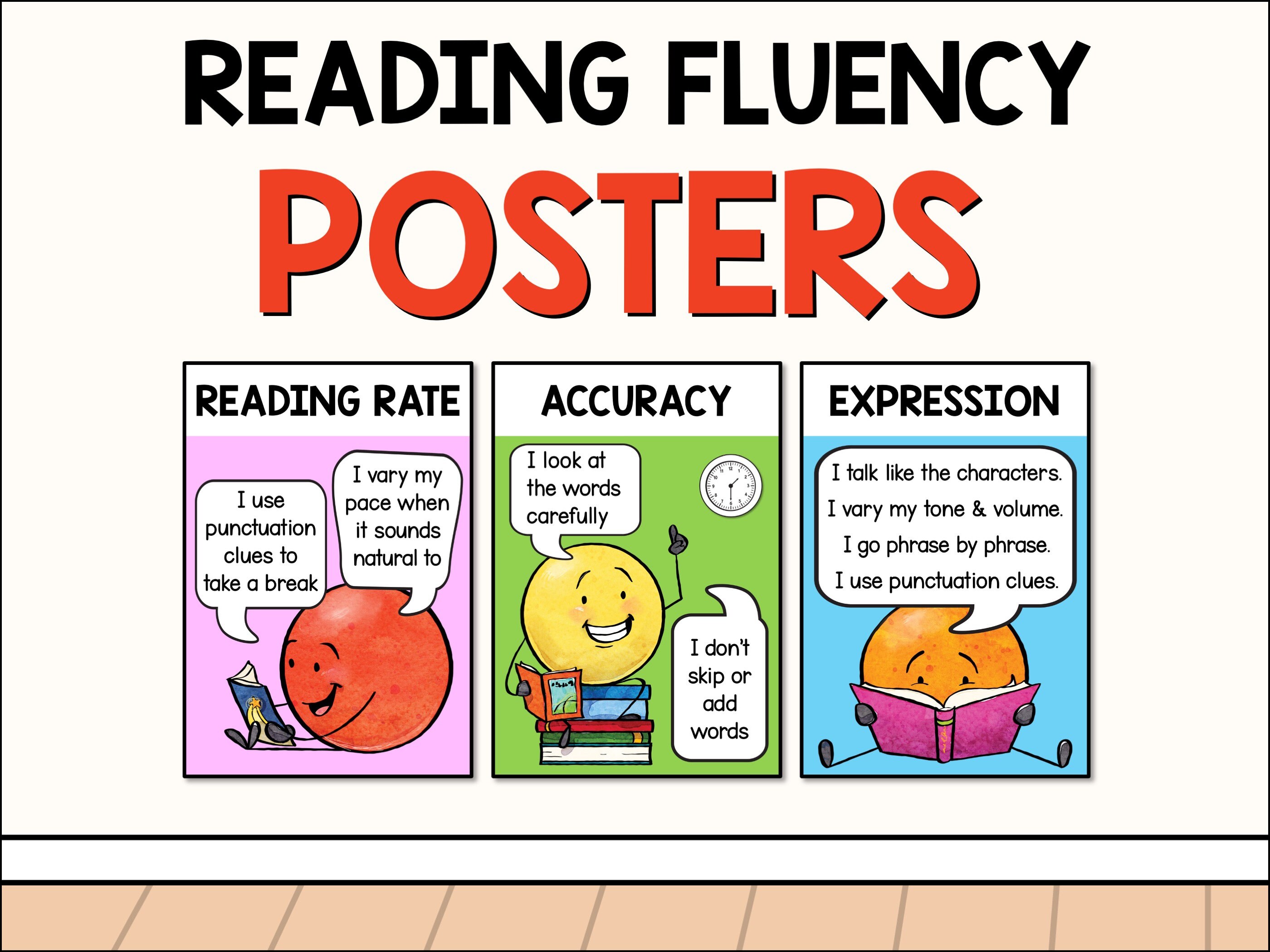 Reading Fluency Posters, Classroom Decor, Printable PDF Education Tools ...