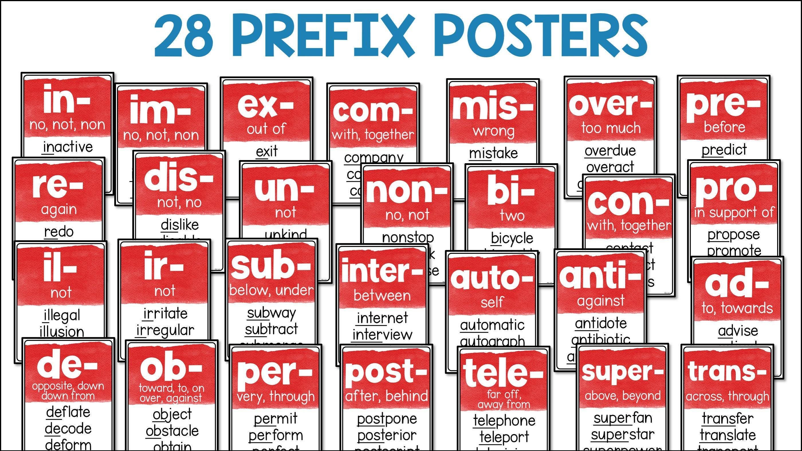 Prefix, Suffix & Word Root Educational Posters, Morphology Visuals for ...