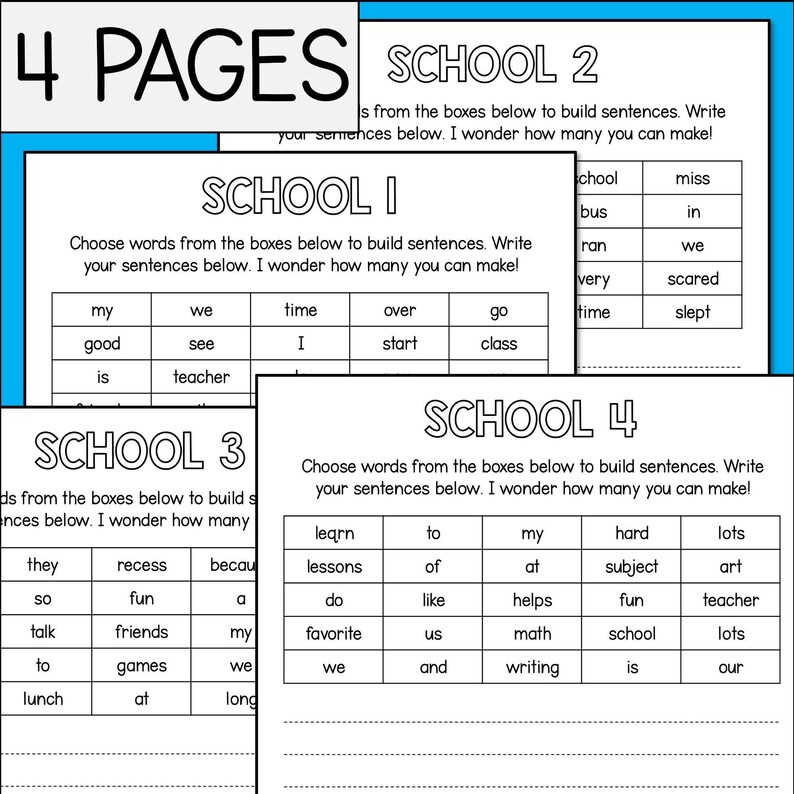 Building Sentences With Sentence Writing Prompts, Writing Sentences ...