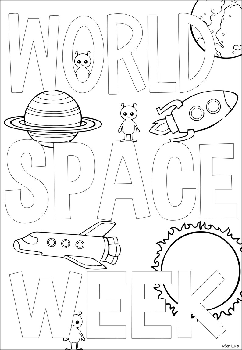 World Space Week Coloring Pages, Printable Kids Activity, Educational ...