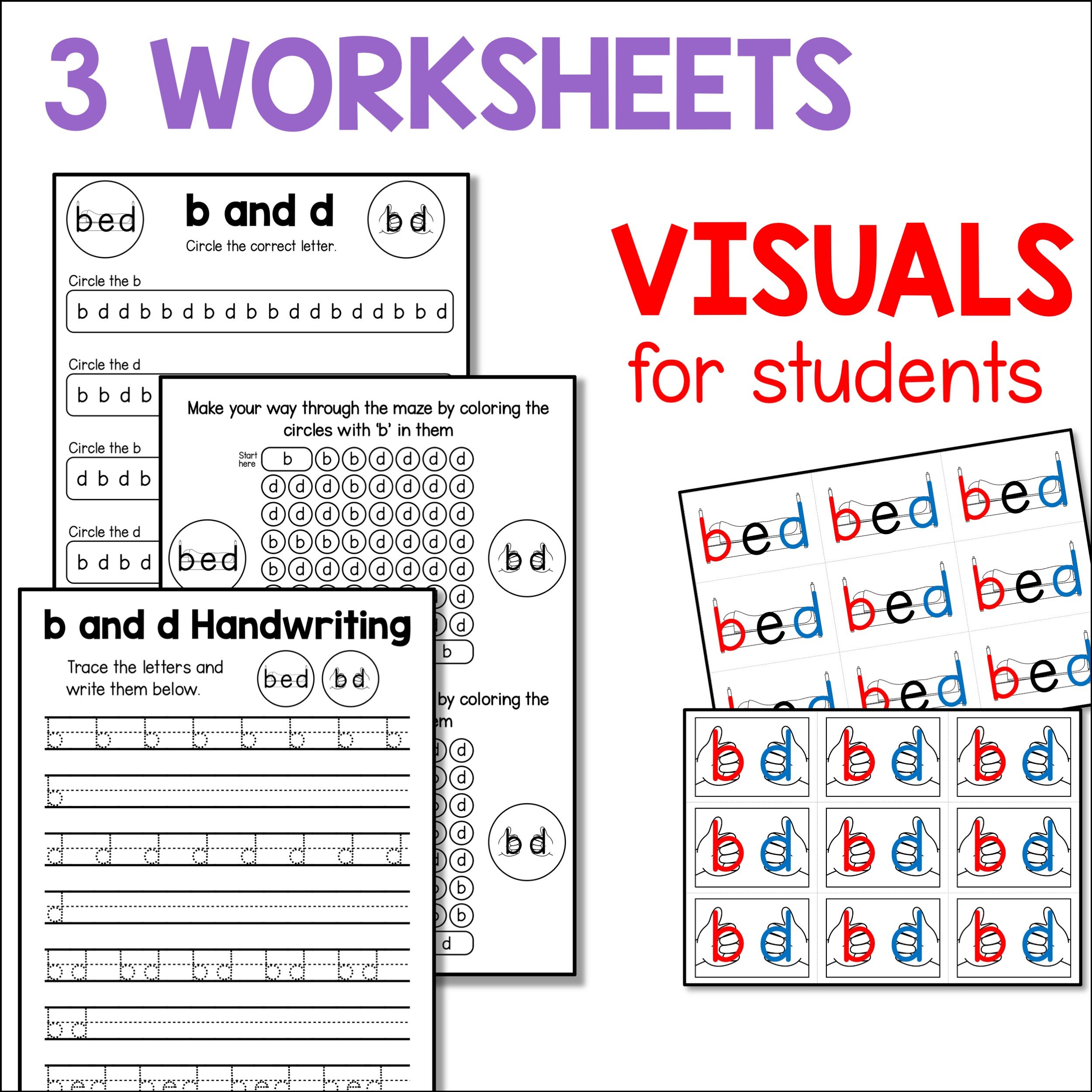 B D Letter Reversals Handwriting Practice Visuals Posters and - Etsy Israel