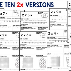 2 Times Table Multiplication Equation of the Day Practice Worksheets ...