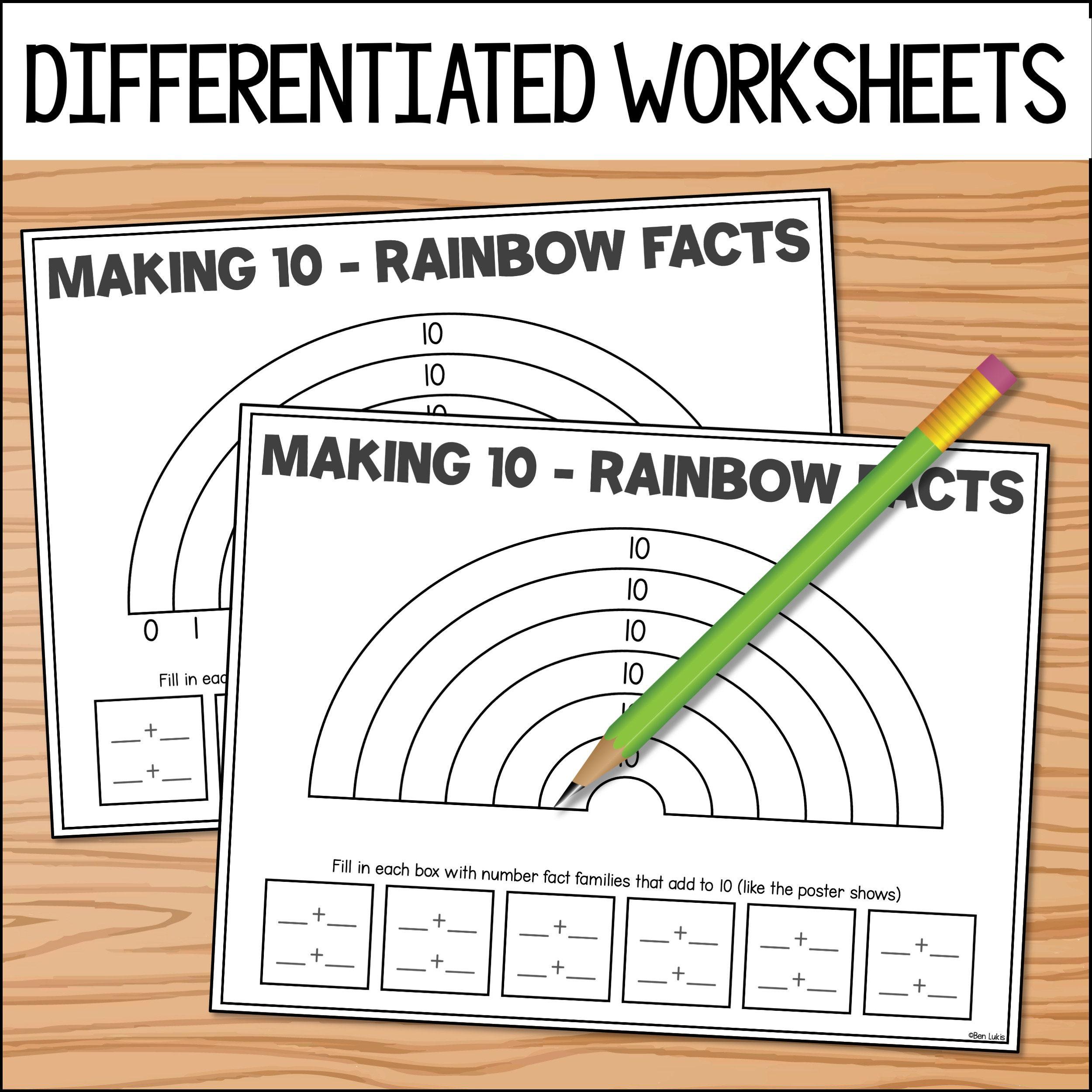 Addition to 10 Number Bonds Printable Poster and Math Fluency Worksheet ...