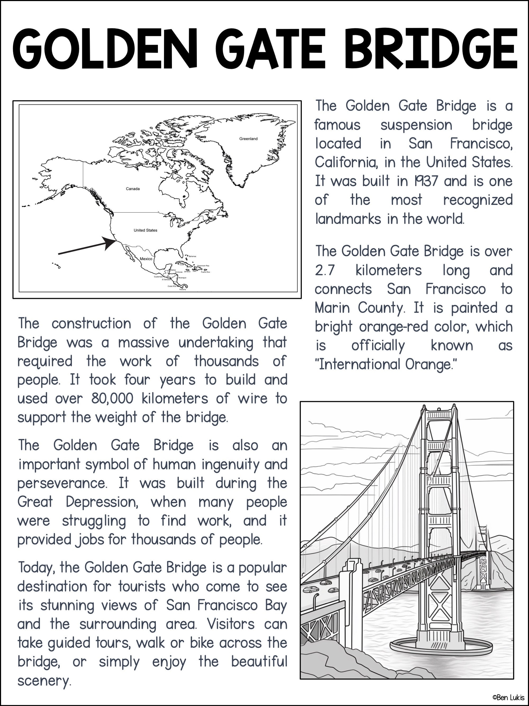 Landmarks of North America, Geography Facts Information & Coloring ...