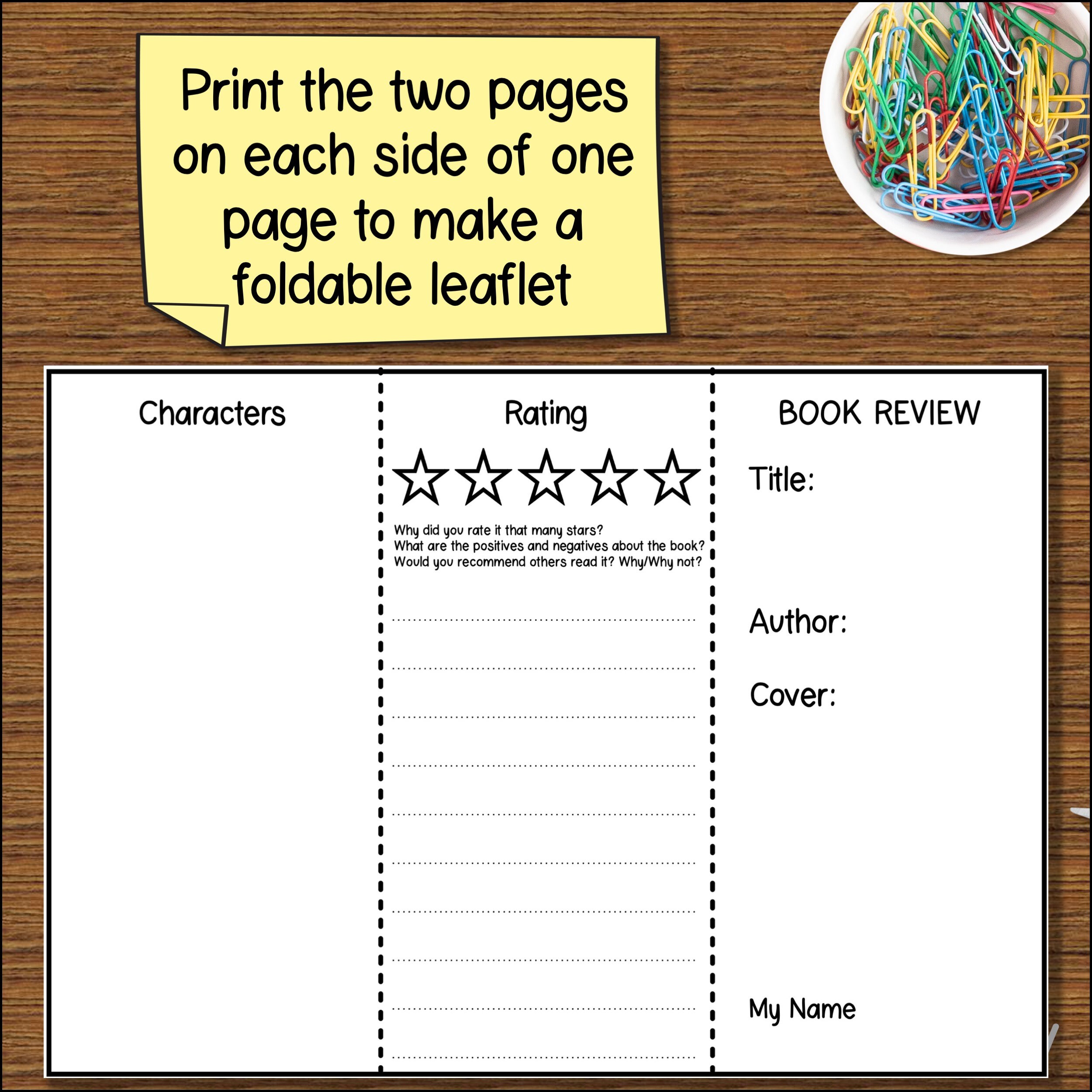 Book Review and Book Report Template for Any Fiction or Nonfiction Text ...