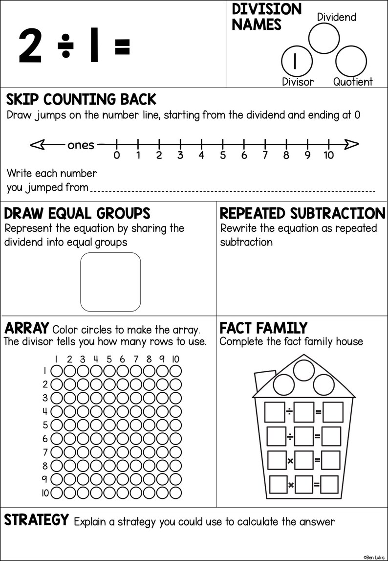 Divide by 1 Practice Math Worksheets, Division Equation of the Day ...