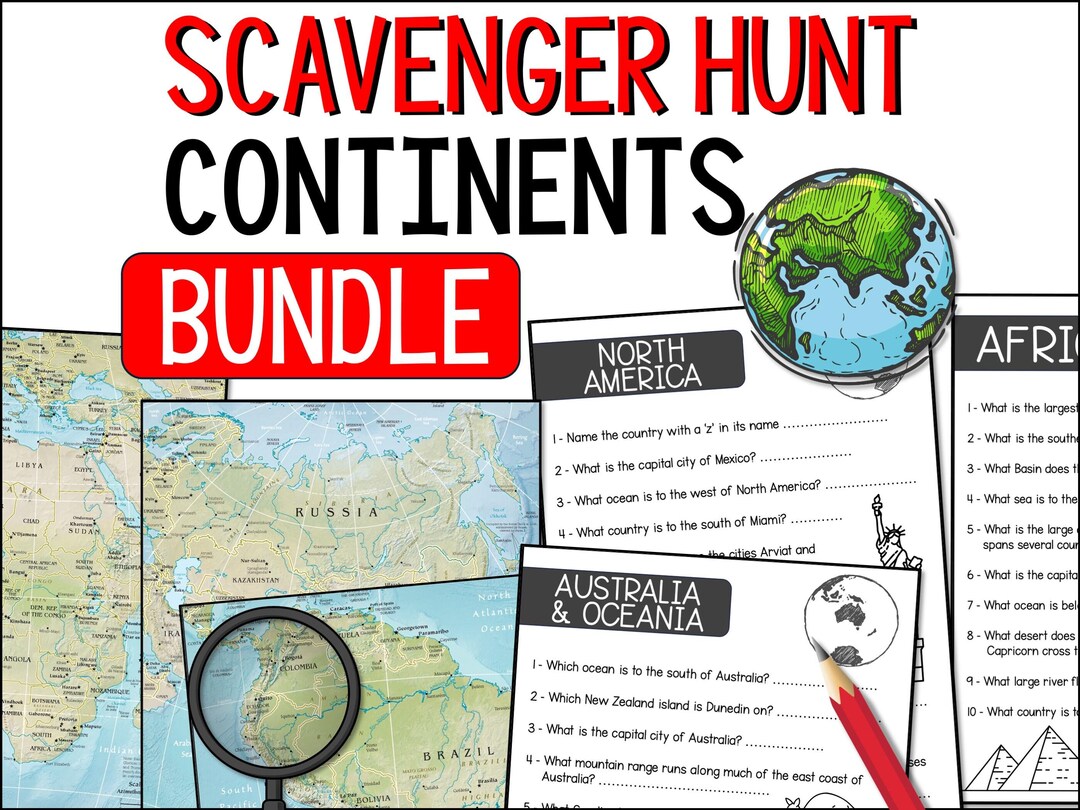 Continent Scavenger Hunts, Geography for Kids, Learn About Countries of ...