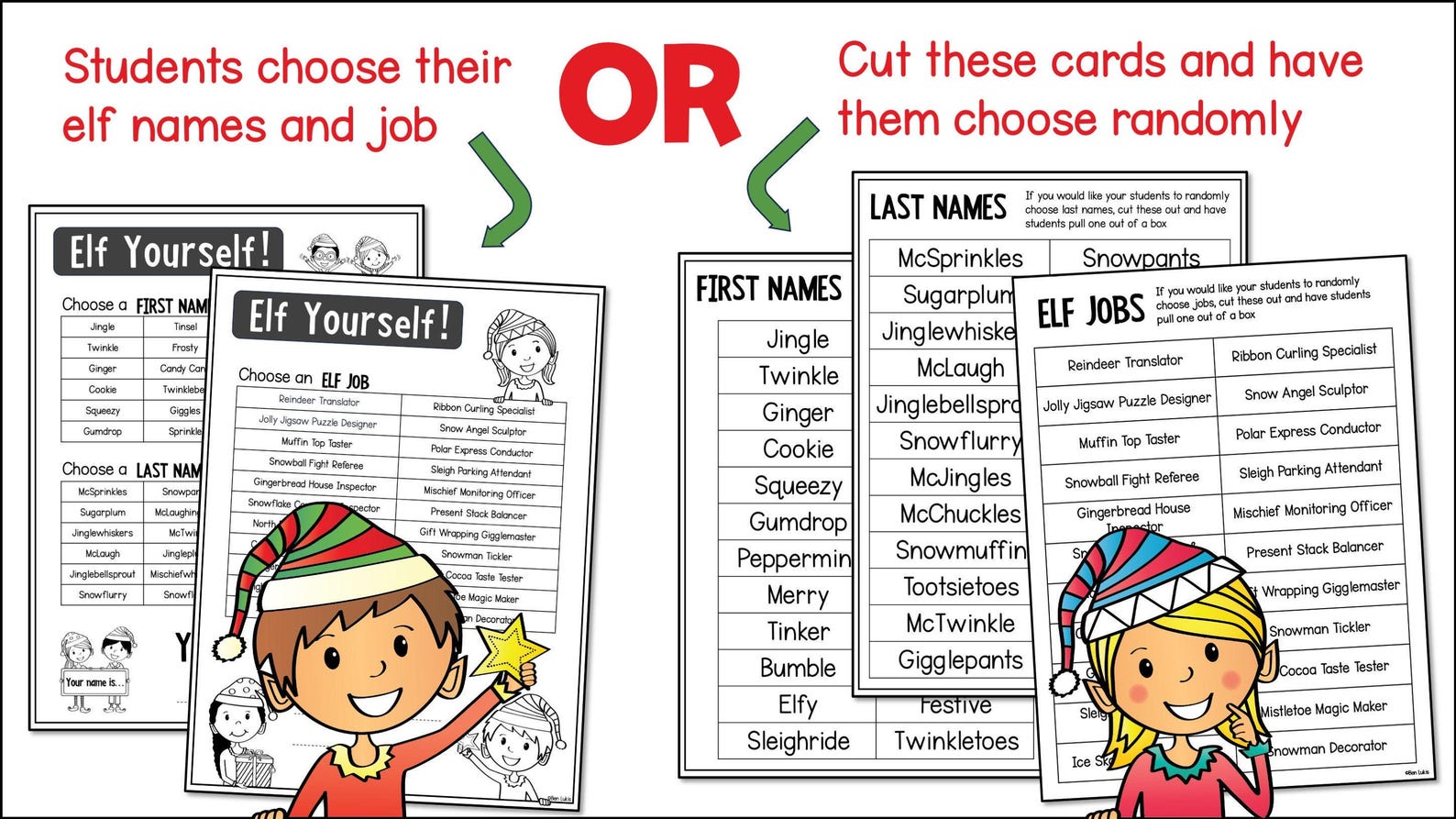 Christmas Elf Activities, Name Generator, ID Card, Coloring (digital ...