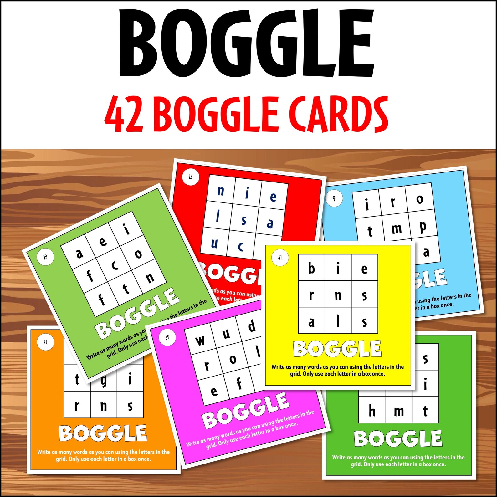 Boggle Cards for Spelling and Making Words Printable Boggle | Etsy