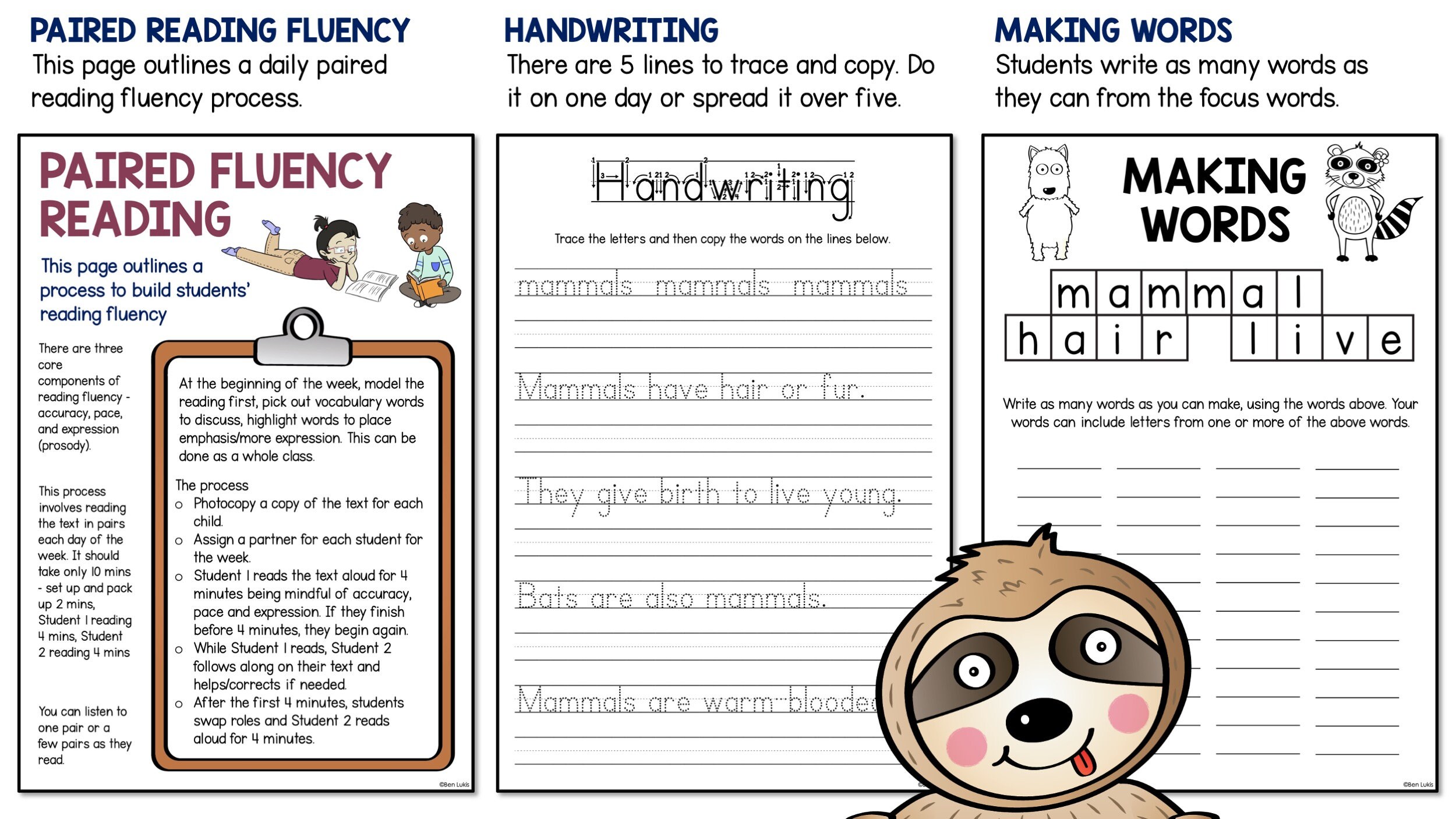 Mammals Literacy Activities, Reading and Writing About Mammals, 2nd ...