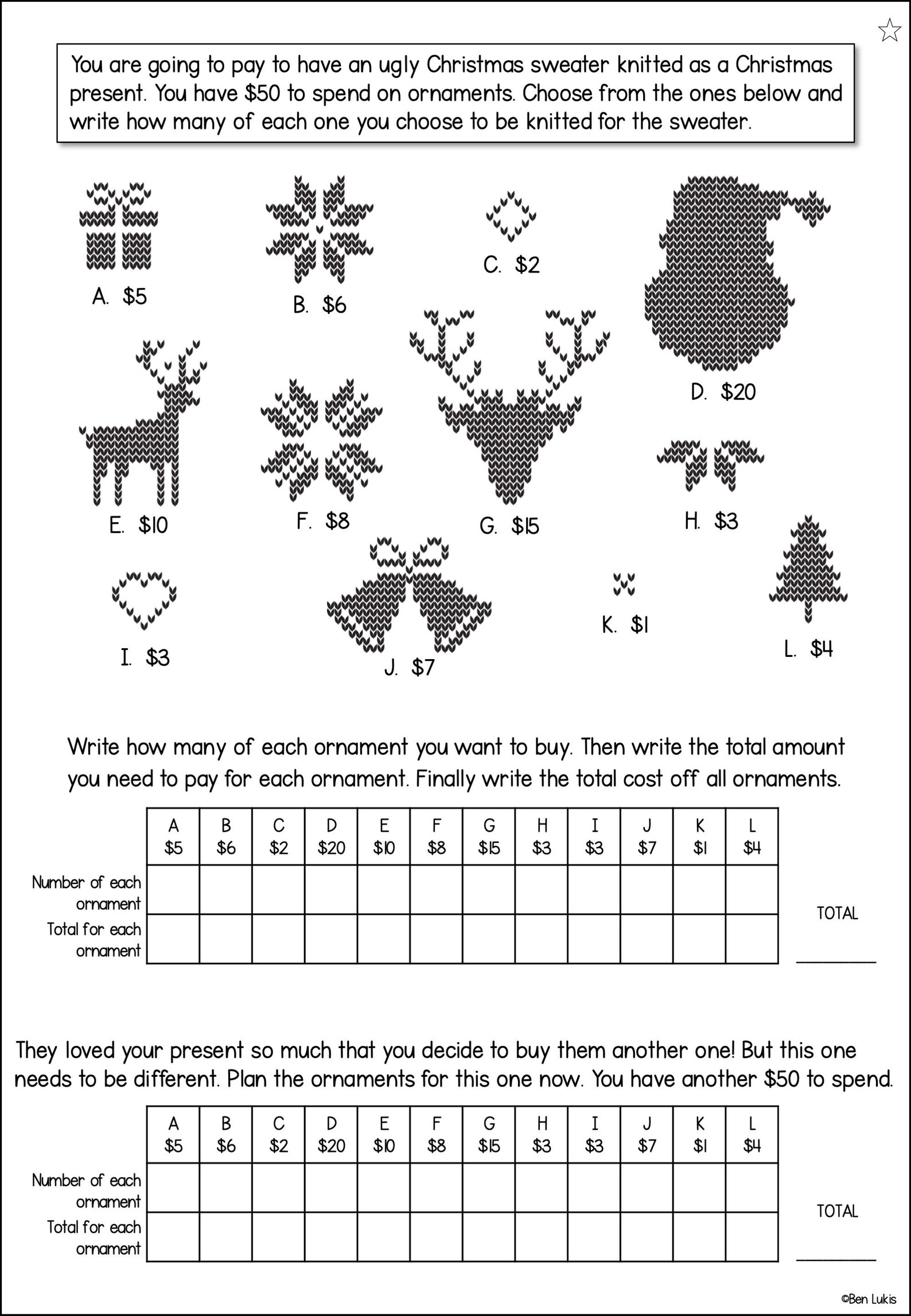 Ugly Christmas Sweater Word Search, Xmas Writing Prompts, Math ...