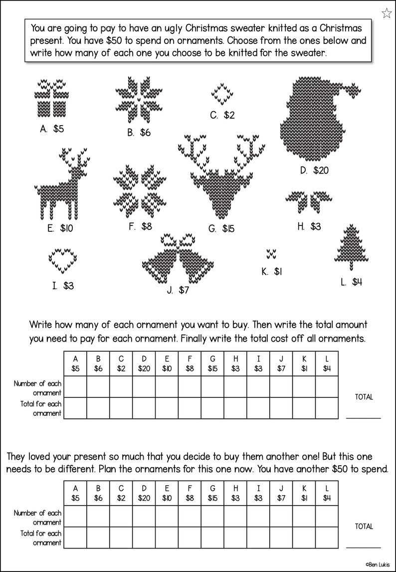 Ugly Christmas Sweater Word Search, Xmas Writing Prompts, Math ...