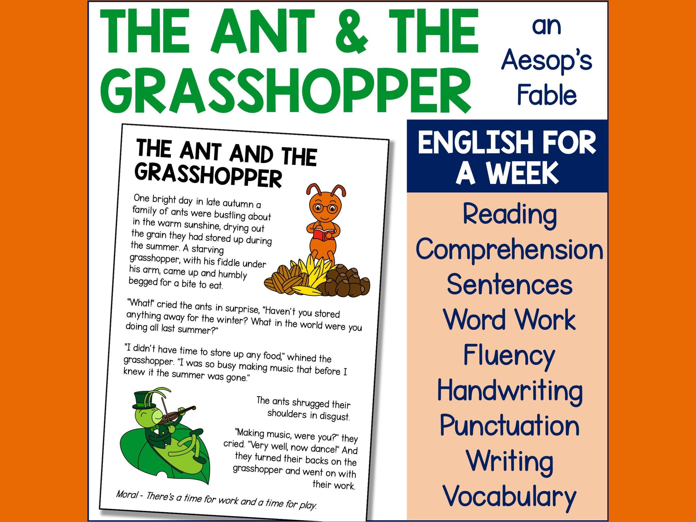 The Ant and the Grasshopper, Aesop's Fables ELA Literacy Activities for ...