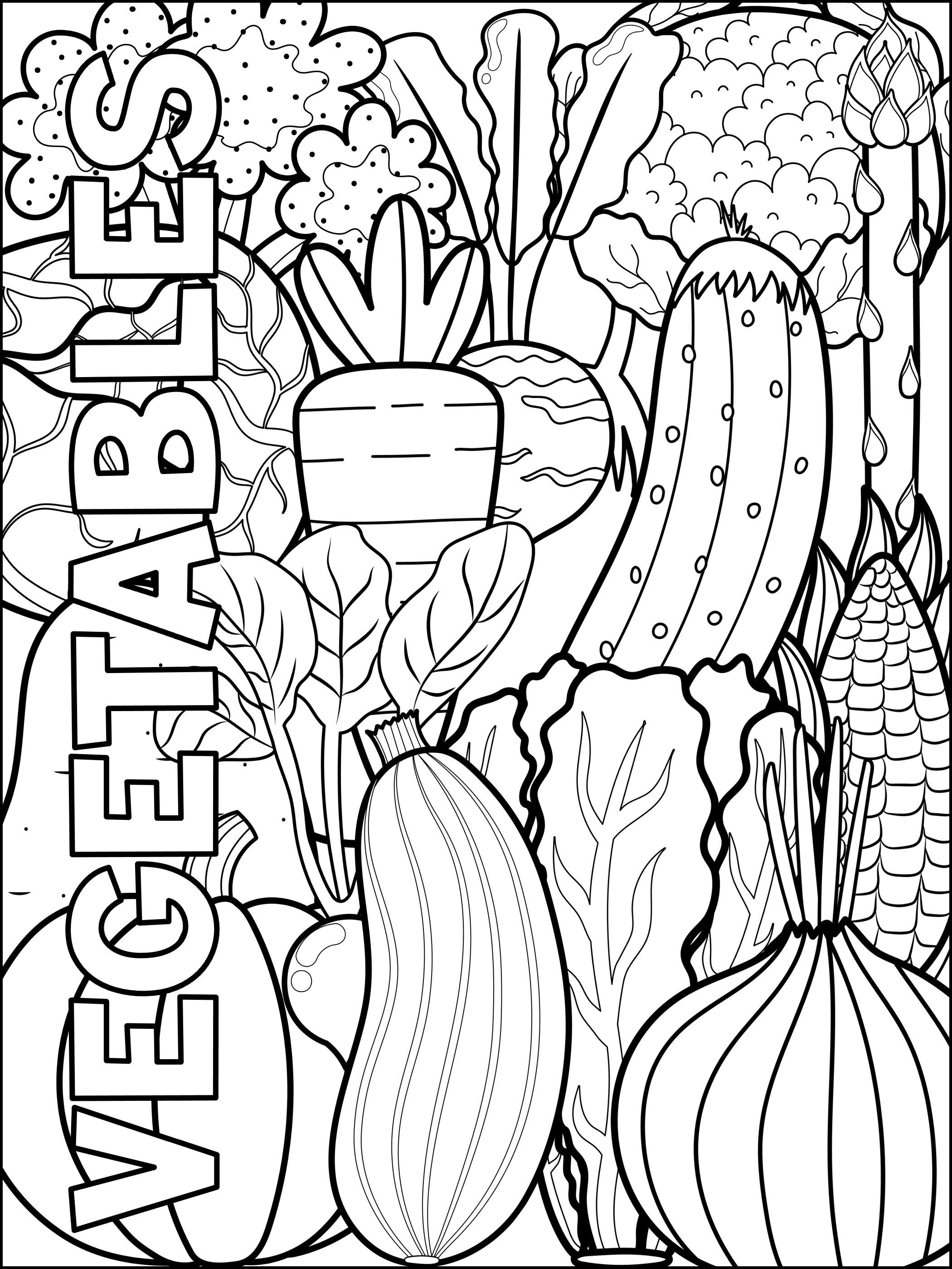 Kids Fruit and Vegetable Coloring Pages, Printable PDF, Educational ...