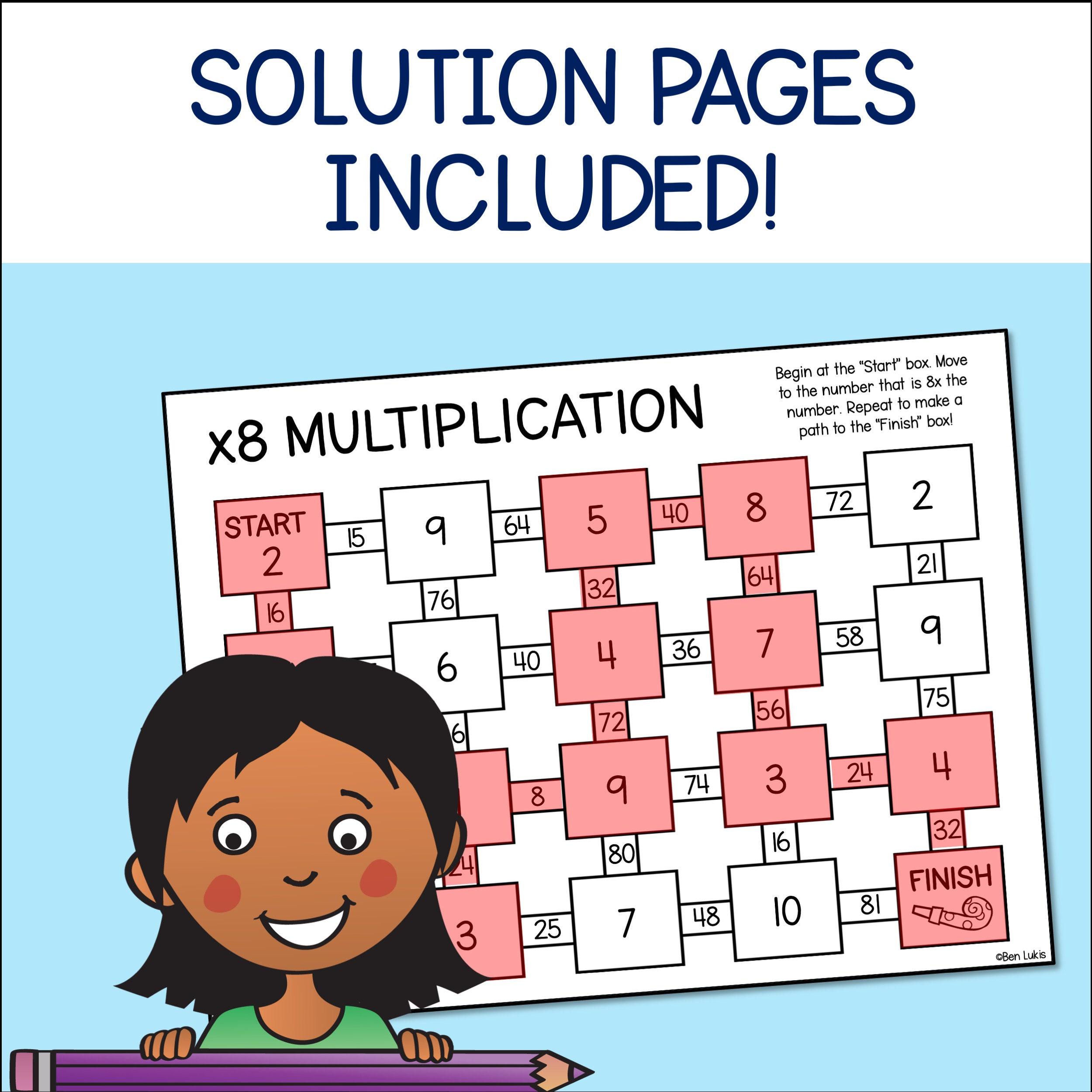 Multiplication Math Mazes, Times Tables Practice (digital Download) - Etsy