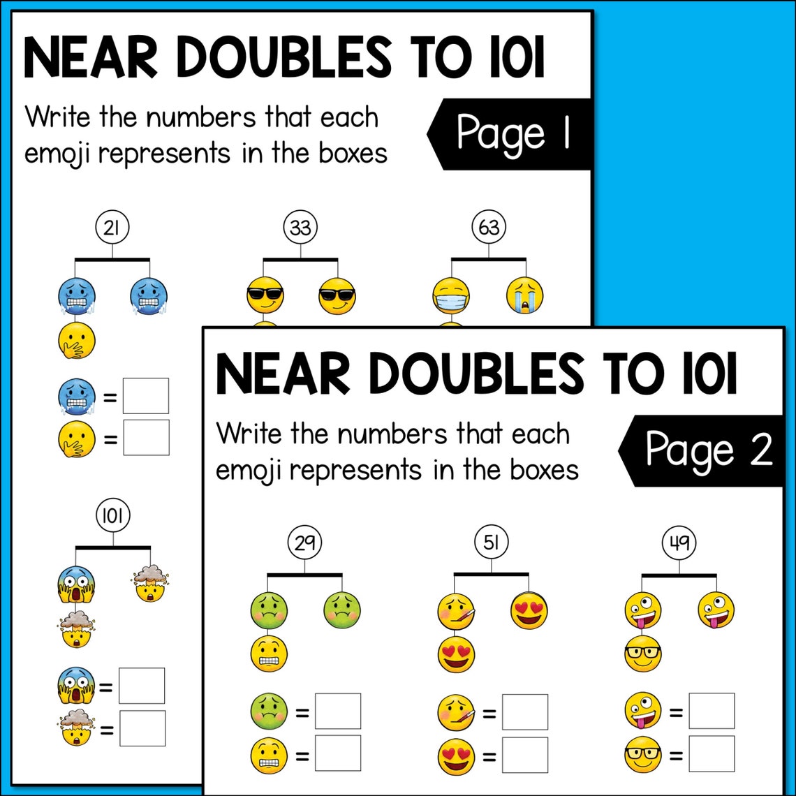 Near Doubles Math Facts Worksheets Early Algebra Math - Etsy