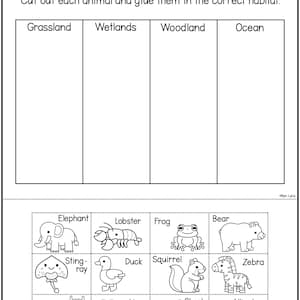 Animal Habitats Matching Activity and Odd One Out Worksheets, Animal ...