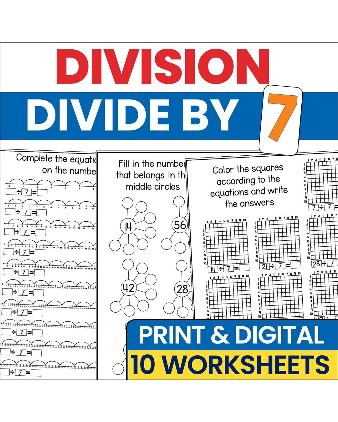 Division Worksheets Divide by 7 | 4th 5th Grade Math Practice ...
