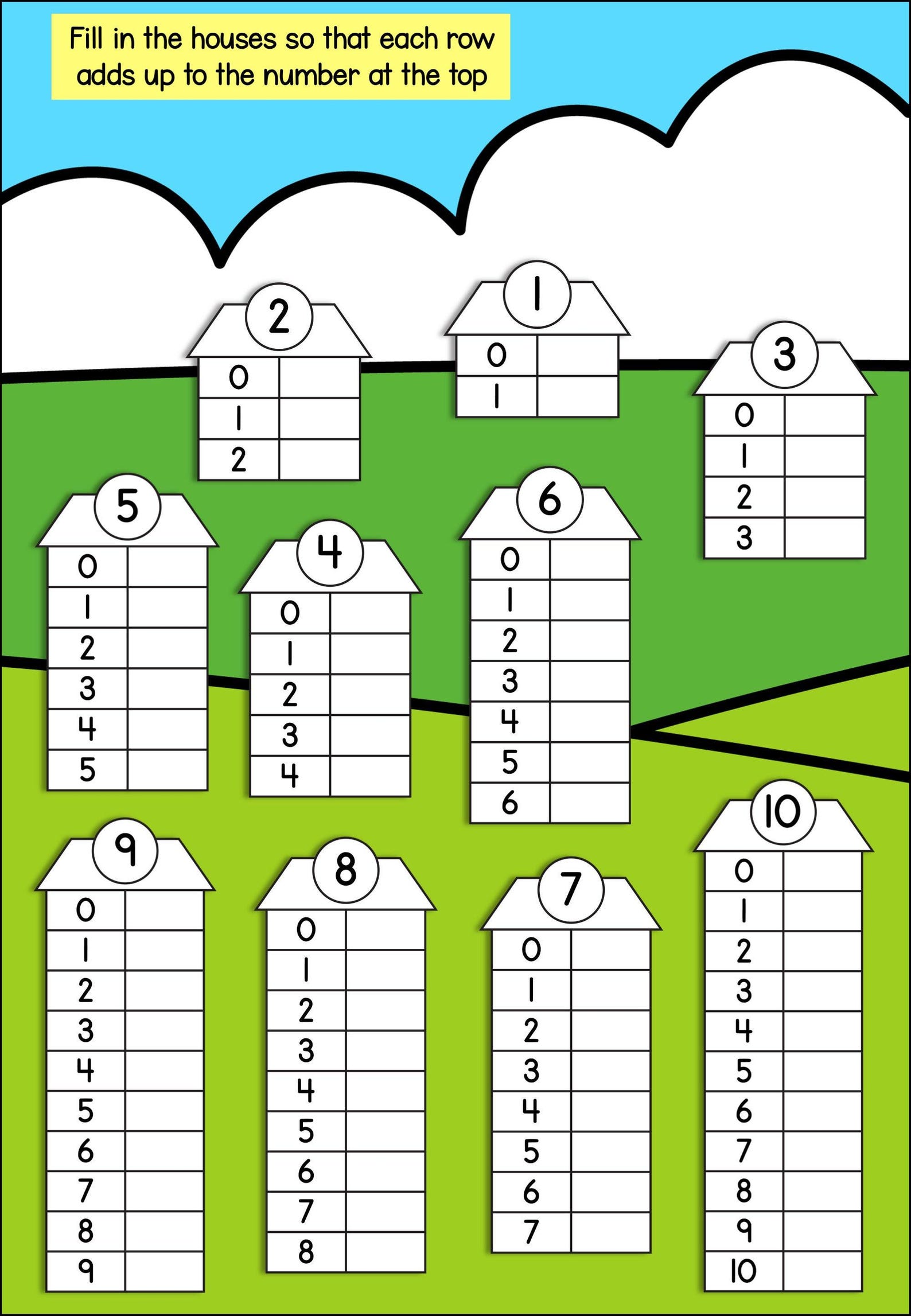 Addition Facts to 10 Worksheets for Math Fact Practice and Fluency ...