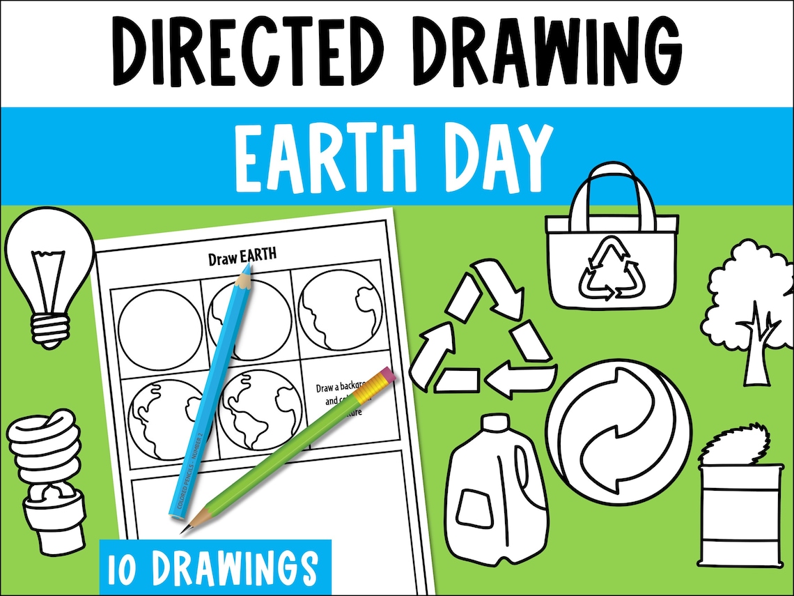 Earth Day Directed Drawings, Reduce Reuse Recycle, How to Draw a Tree ...