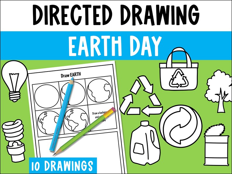 Earth Day Directed Drawings, Reduce Reuse Recycle, How to Draw a Tree ...