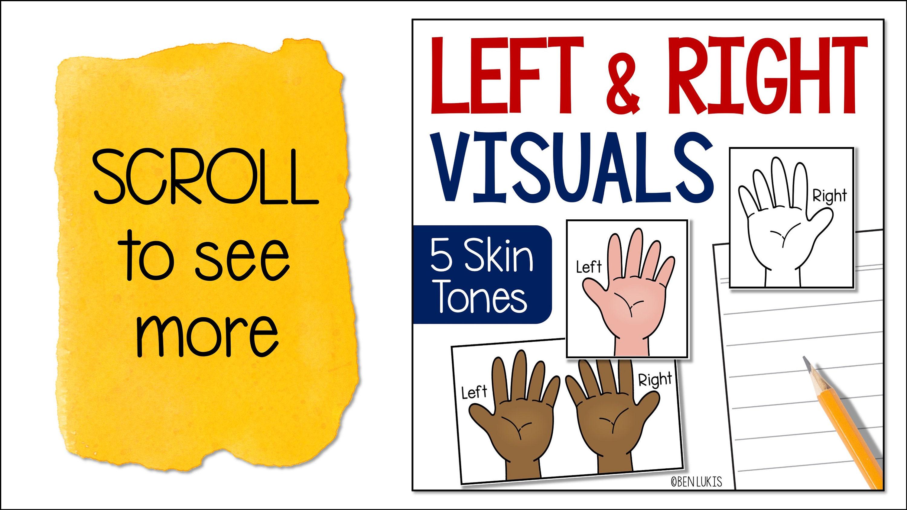 Left and Right Hand Direction Visuals, Desk Visuals & Classroom Wall ...