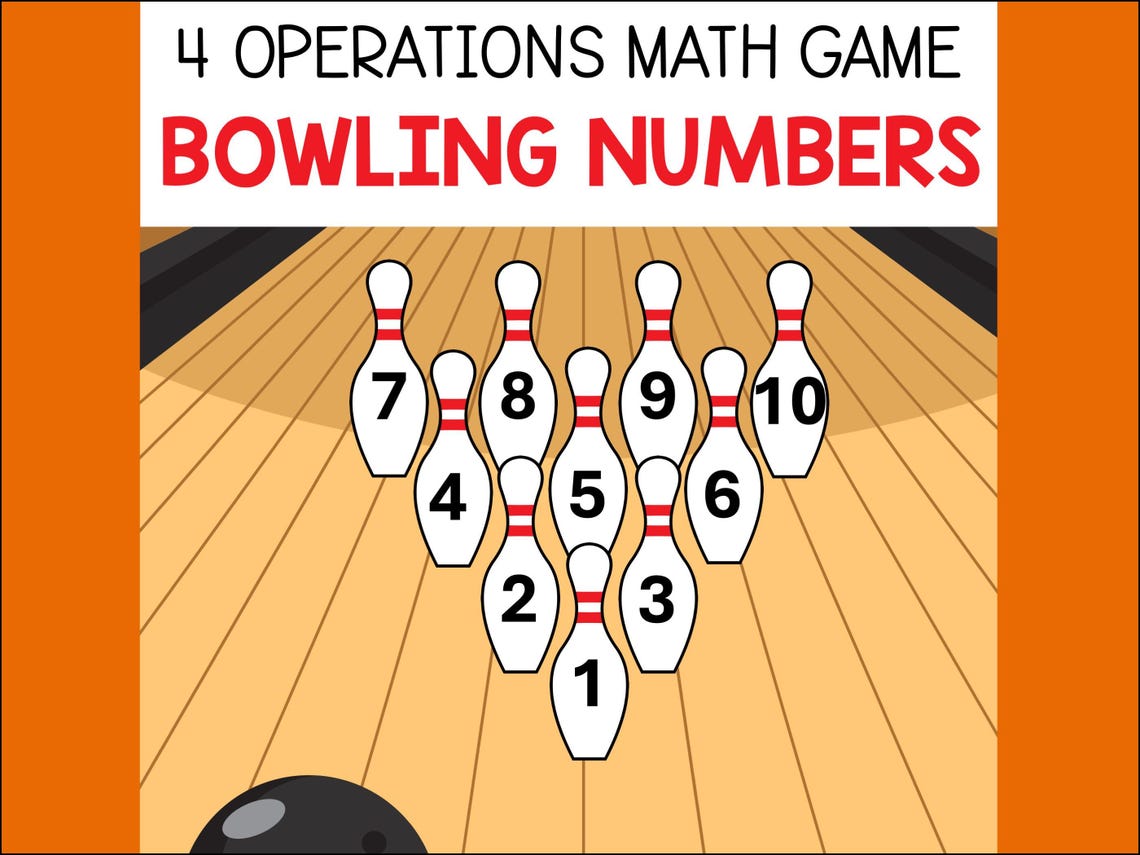 Four Operations Math Game, Bowling Numbers, Math Facts Printable PDF ...