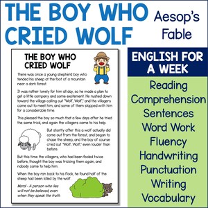 The Boy Who Cried Wolf, Aesop's Fables ELA Homeschool Activities for A ...