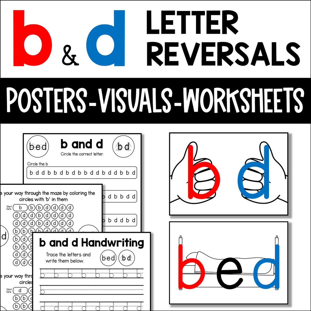 B D Letter Reversals Handwriting Practice Visuals Posters & - Etsy