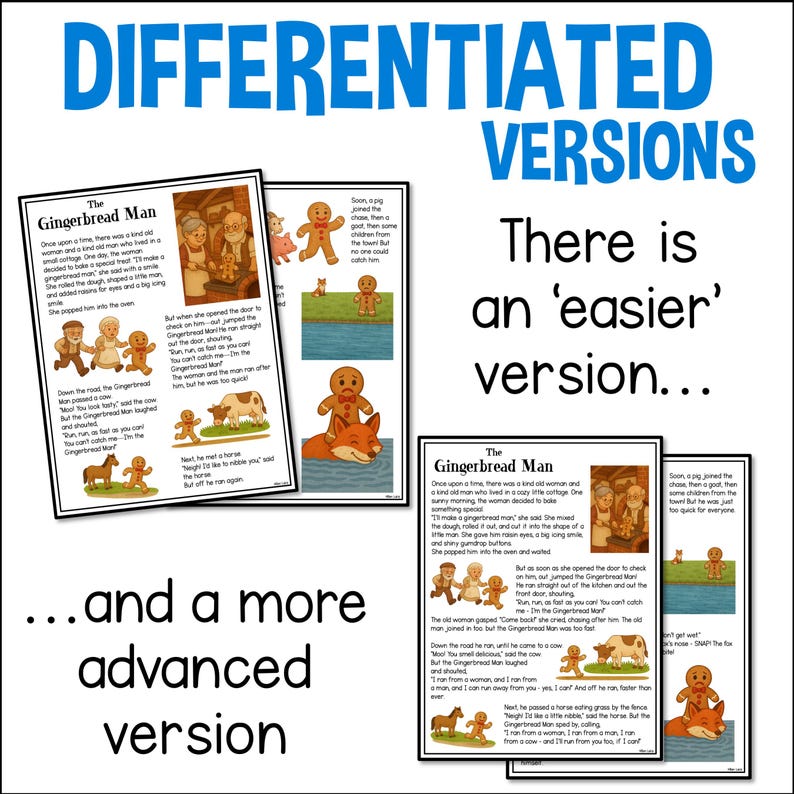 Gingerbread Man Reading Passages, Fairy Tale Printable (PDF) - Etsy