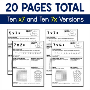 7 Times Table Multiplication Equation of the Day Practice Worksheets ...