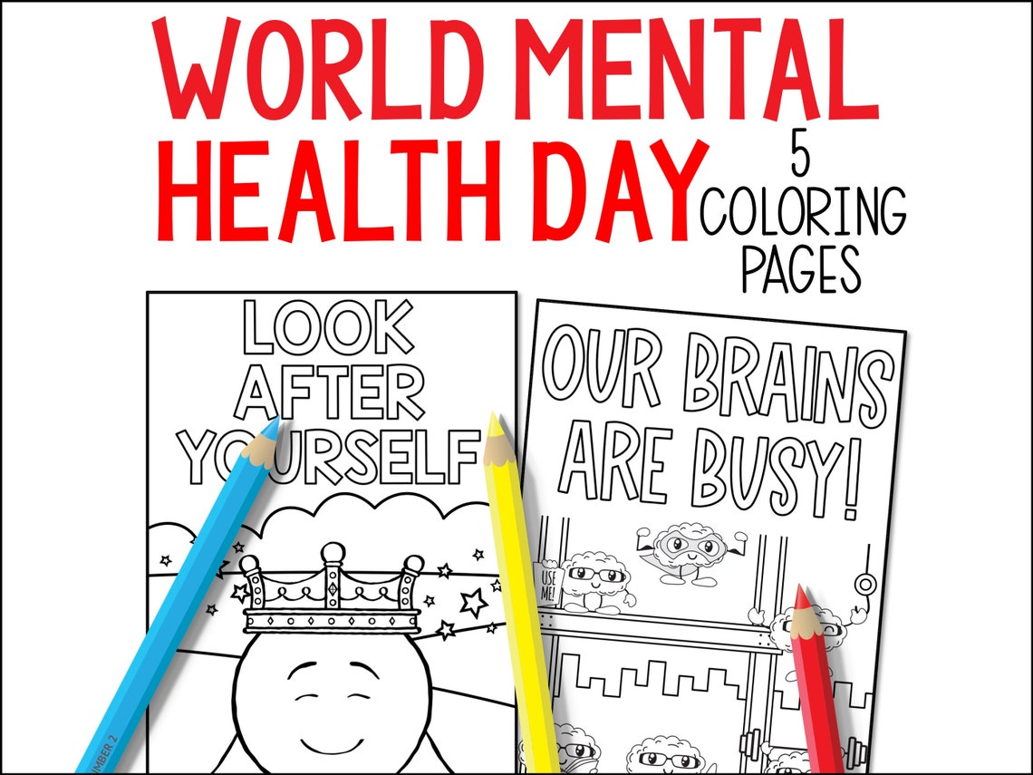 World Mental Health Day Coloring Pages, Digital Download, Self Care ...