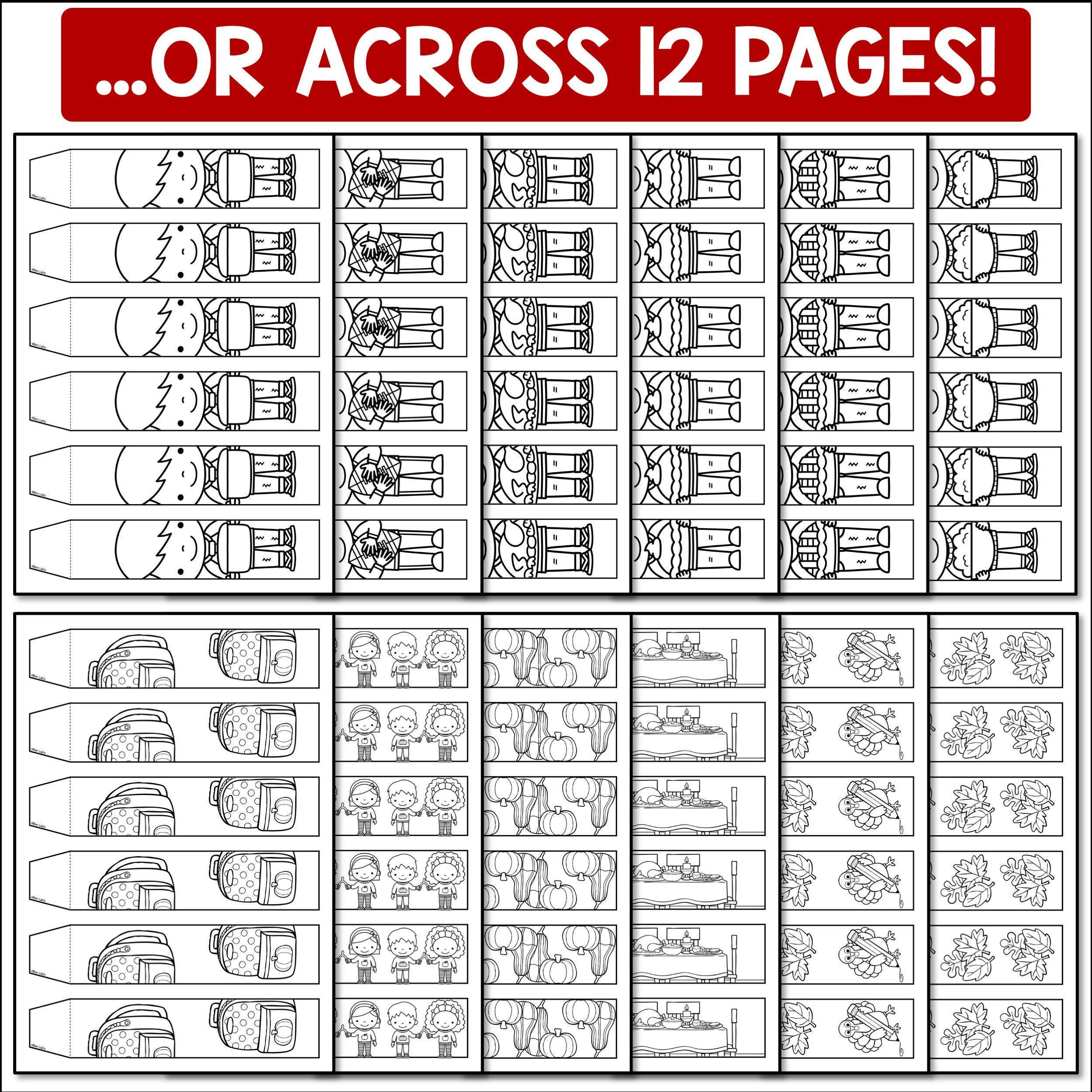 Thanksgiving Paper Chains, Printable Coloring Craft, Classroom Activity ...