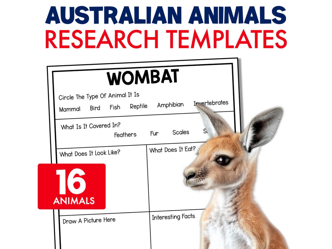 Australian Animal Research Report Templates for Kids, Australian Native ...