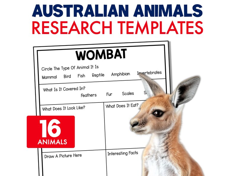 Australian Animal Research Report Templates for Kids, Australian Native ...