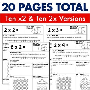 2 Times Table Multiplication Equation of the Day Practice Worksheets ...
