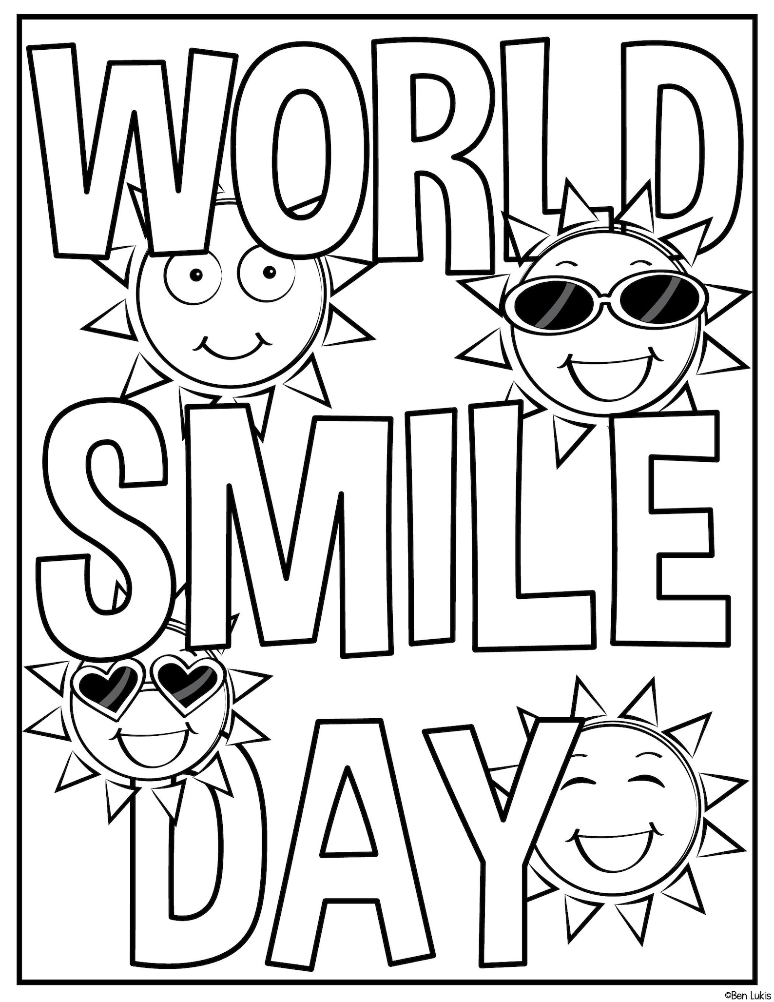 World Smile Day Coloring Pages, Fun Coloring for Kids, Printable PDF ...