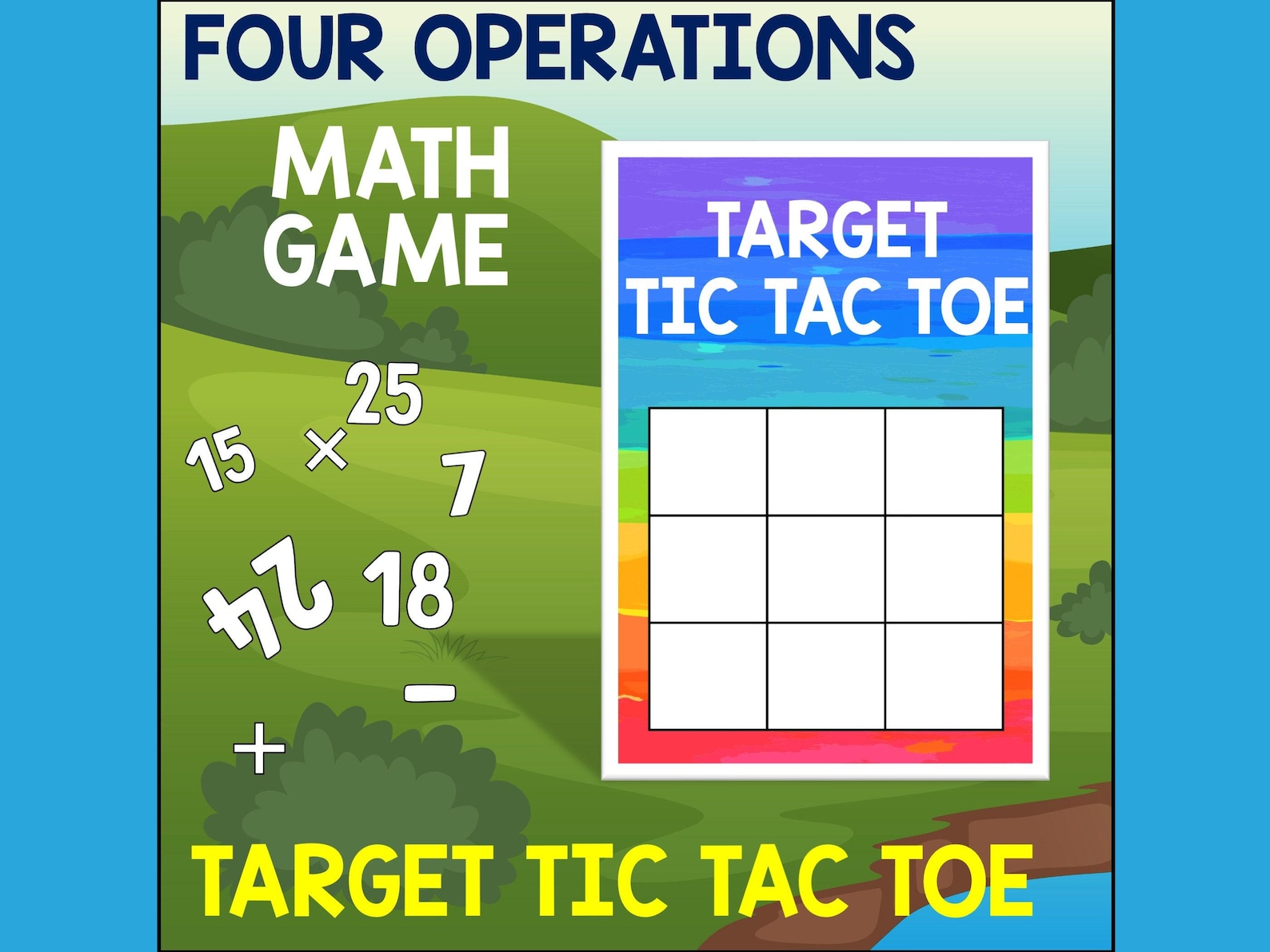 Four Operations Math Game, Tic Tac Toe Math Practice, Number Fact ...